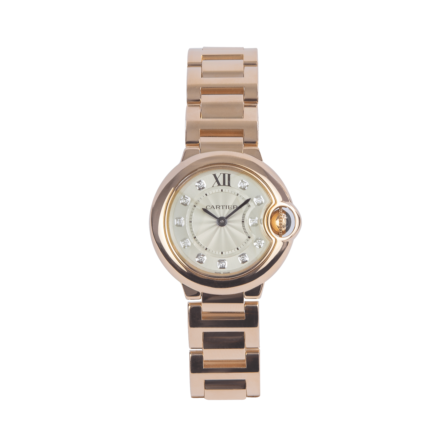 Cartier Ballon Bleu 3007 18k Rose Gold Factory Diamond Dot | Luxe Watches